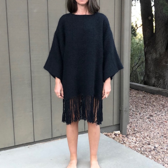 Vintage | Sweaters | Vintage Heavy Wool Poncho Pull Over With Fringes | Poshmark